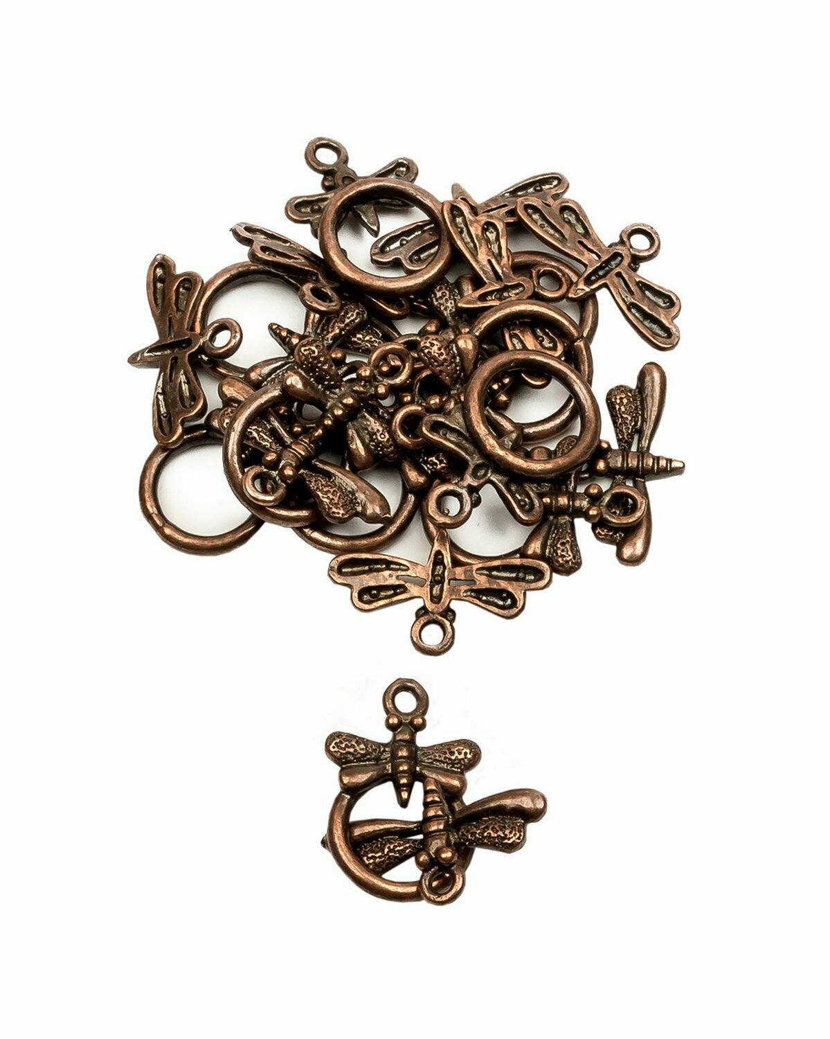 Застежка для бижутерии замок-тогл "Стрекоза", 10 штук, материал латунь с поерытием "старинная медь", размер 19 мм, размер ответной части 20х4 мм