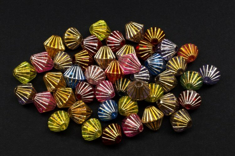 Бусины акриловые Биконус 8х9мм, ассорти цветов, 540-296, 10г (около 48шт)