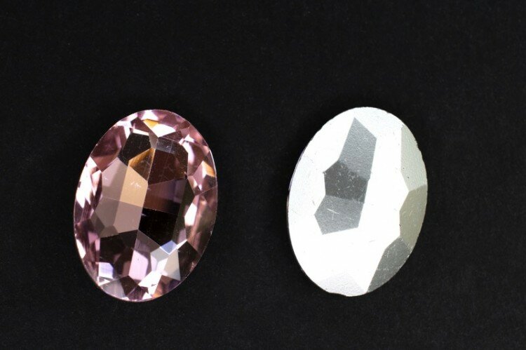 Кристалл Овал 25х18мм, цвет розовый, стекло, 26-333, 2шт