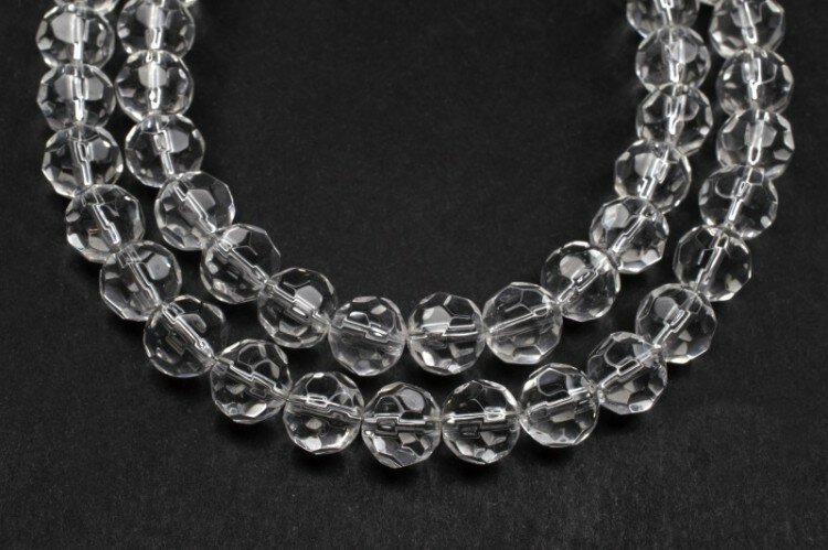 Бусина стеклянная граненая круглая 8мм, цвет прозрачный, 545-001, 10шт