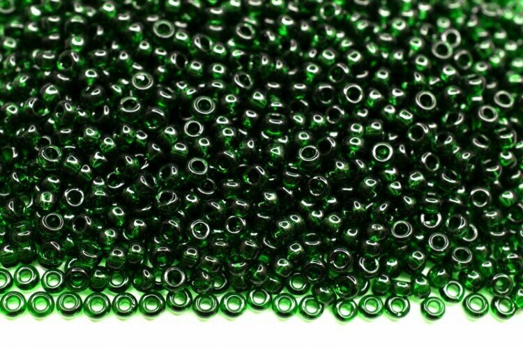 Бисер японский MIYUKI круглый 11/0 #0156 темный изумруд, прозрачный, 10 грамм