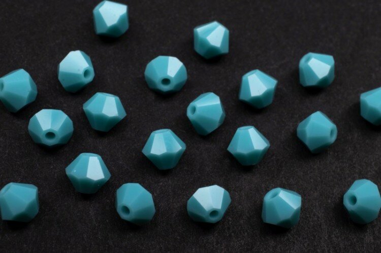 Бусины биконусы хрустальные 4мм, цвет TURQUOISE, 746-096, 20шт