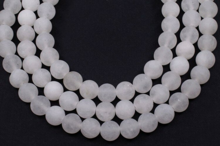 Бусины круглые Нефрит 8мм, отверстие 1мм, цвет белый, матовая, 505-008, 1 нить (около 45шт)