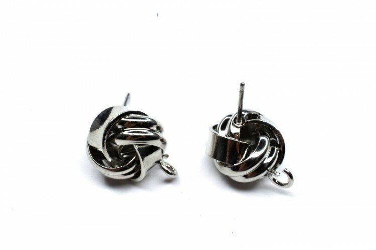 Гвоздики основы для серег Узел 13х18х0,8мм, отверстие 2мм, цвет платина, железо, 21-182, 1 пара