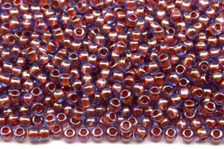 Бисер японский TOHO круглый 11/0 #1824 александрит/оранжевый радужный, окрашенный изнутри, 10 грамм