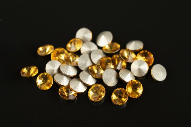 Кристалл Риволи 6мм, цвет желтый, стекло, 26-228, 2шт