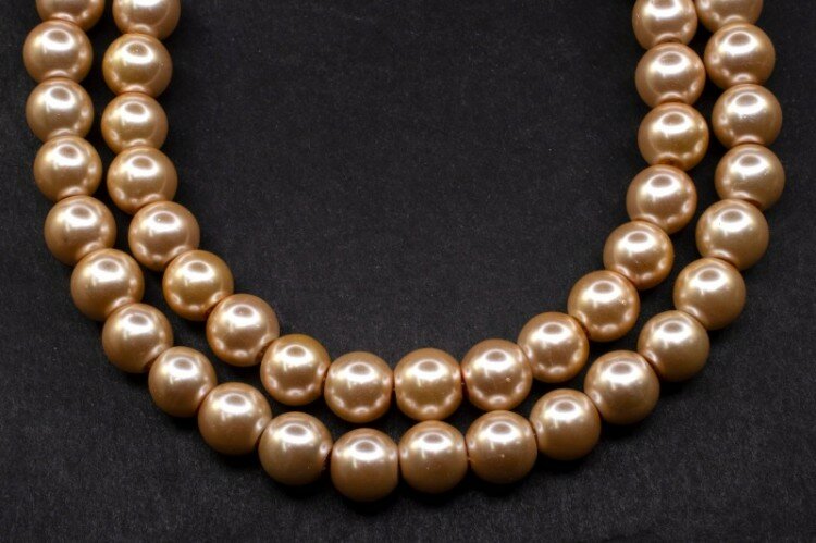 Жемчуг искусственный 8мм, отверстие 1мм, цвет бежевый, 514-016, 10шт