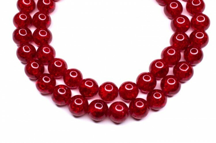 Бусина круглая с эффектом кракле, диаметр 12мм, отверстие 1,5мм, цвет красный, 550-122, 10шт