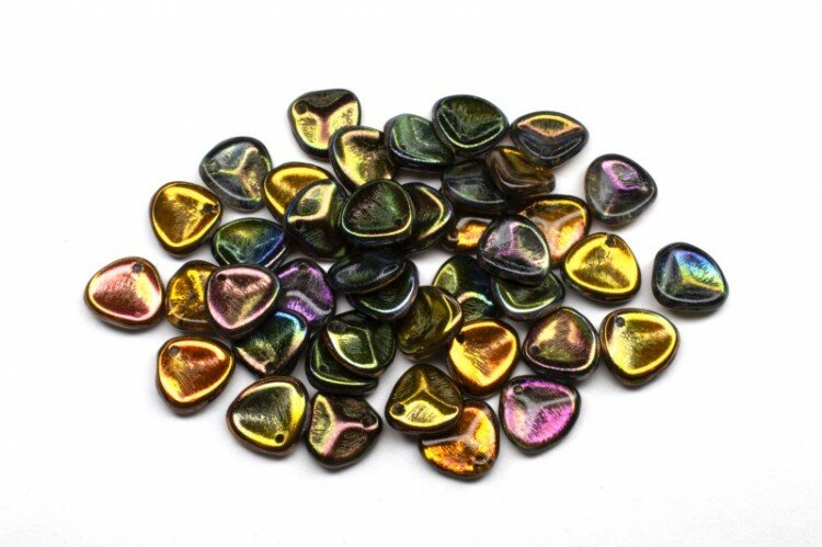 Бусины Rose Petal beads 8мм, отверстие 0,5мм, цвет 00030/95300 Crystal/Magic Copper, 734-030, около 10г (около 50шт)