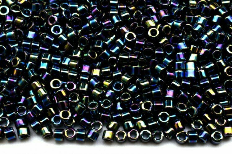 Бисер японский MIYUKI Delica цилиндр 11/0 DB-0005 сине-зеленый ирис, металлизированный, 5 грамм