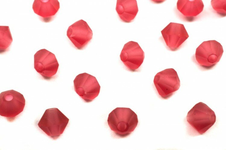 Бусины биконусы хрустальные 4мм, цвет INDIAN PINK MATT, 746-123, 20шт