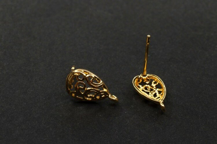 Гвоздики основы для серег 7х13х0,5мм, отверстие 1мм, цвет золото, латунь, 21-022, 1 пара