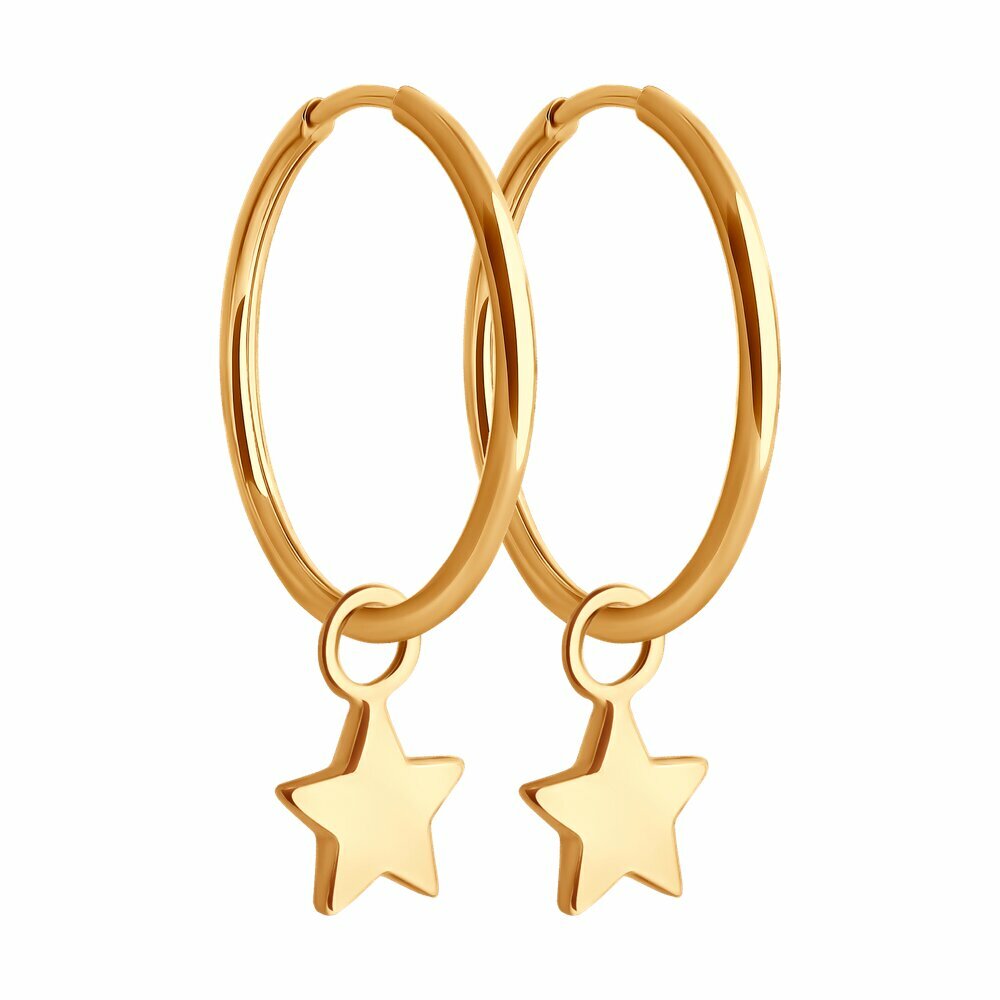 Серьги конго, красное золото, 585 проба