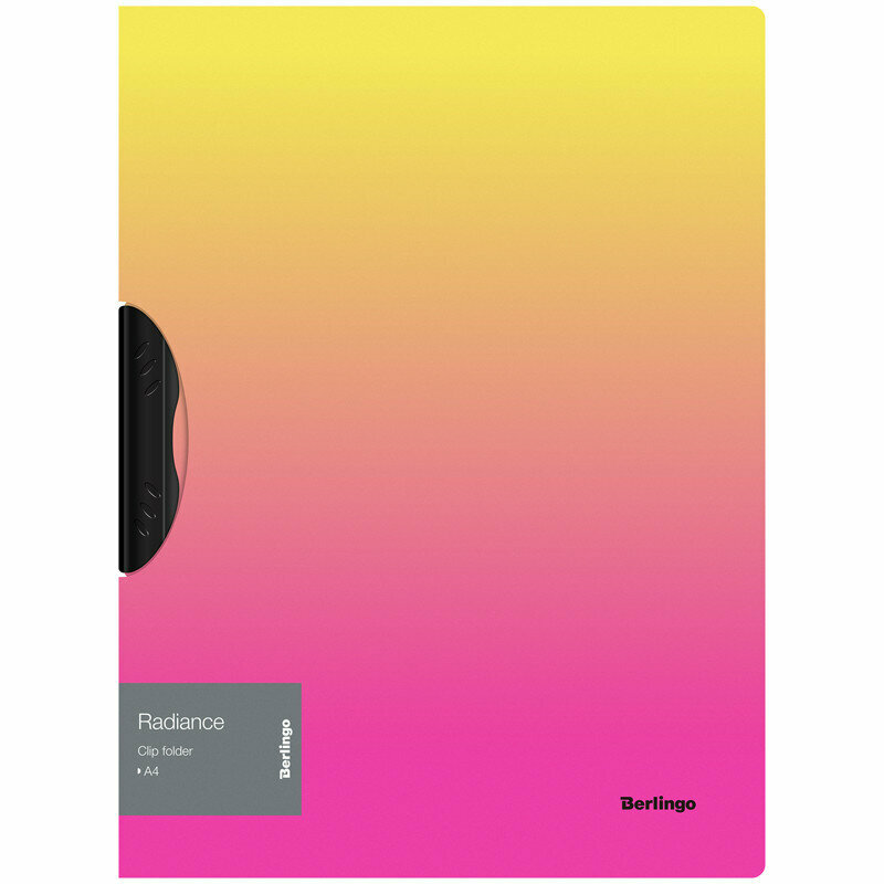 Папка с пластиковым клипом Berlingo "Radiance" А4, 450мкм, желтый/розовый градиент, 330724