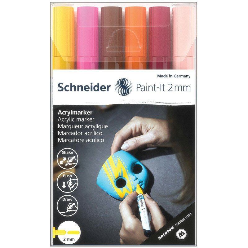 Набор маркеров акриловых Schneider "Paint-it 310", 2мм, ассорти, 6шт, 320064