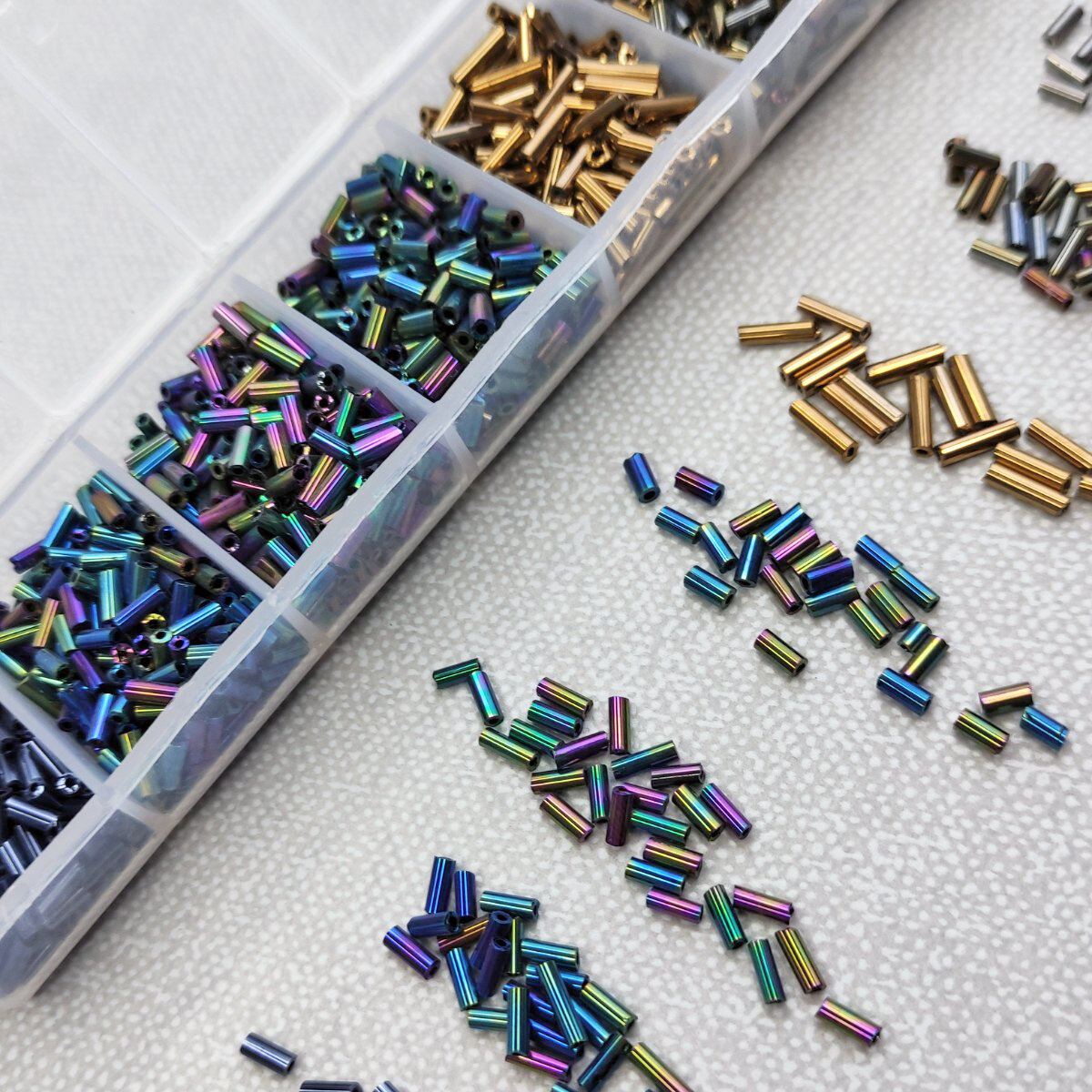 Набор Бисера Стеклярус "Цветной металлик", 7 цветов