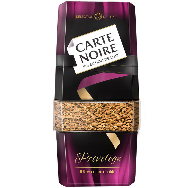 Кофе растворимый Carte Noire "Privilege", сублимированный с добавлением молотого, стеклянная банка, 314669