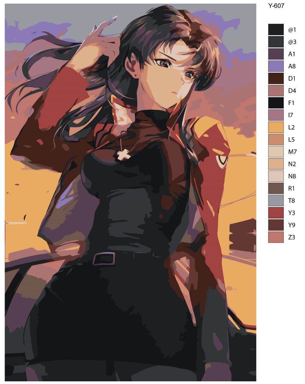 Картина по номерам Y-607 "Аниме Евангелион. Мисато Кацураги" 40х60