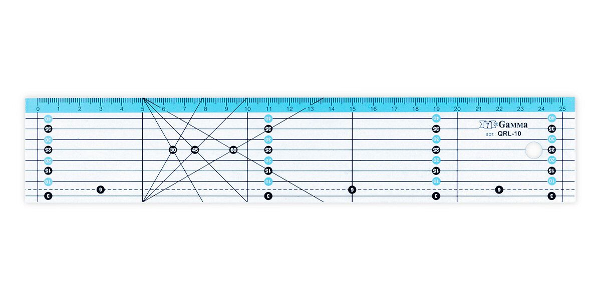 Линейка для пэчворка "Gamma" QRL-10 25 см х 5 см