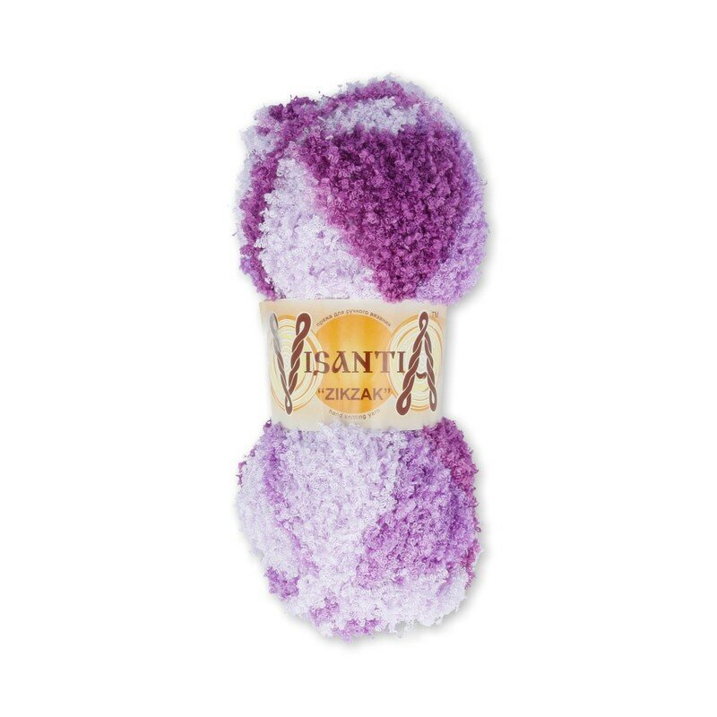 Пряжа VISANTIA "ZIKZAK" 100% полиэстер 100 г 100 м №2220 белый-св. сиреневый