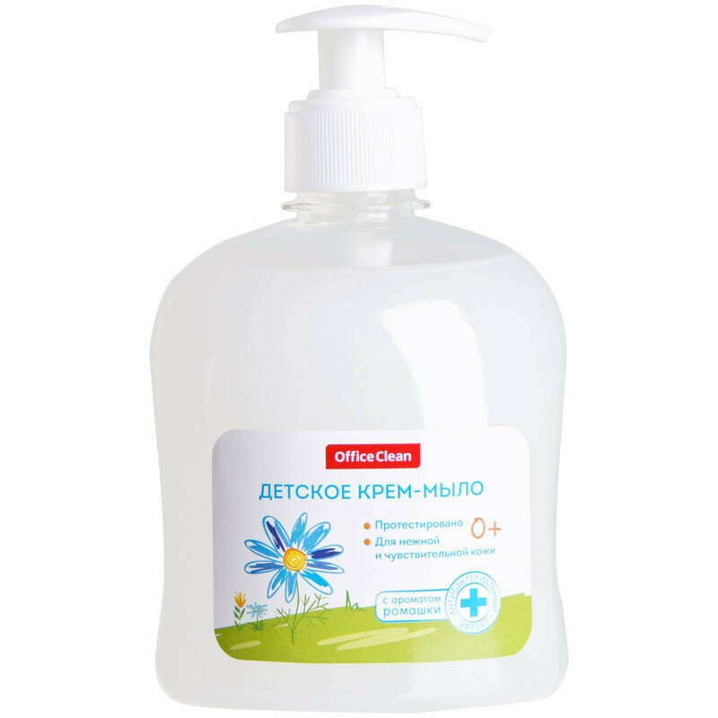Мыло-крем жидкое OfficeClean "Детское" с ромашкой, антибактериальное, с дозатором, 500мл, 319530