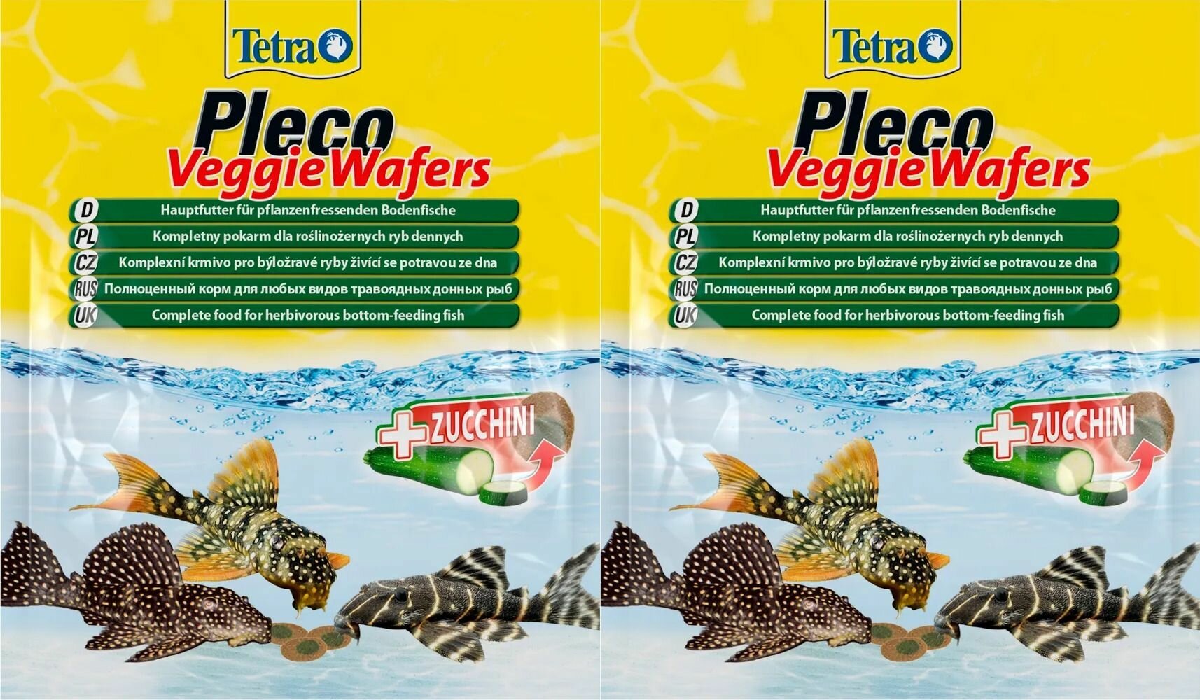 Tetra Корм-пластинки для донных рыб Pleco Veggie Wafers, с добавлением цукини, 15 гр, 2 шт