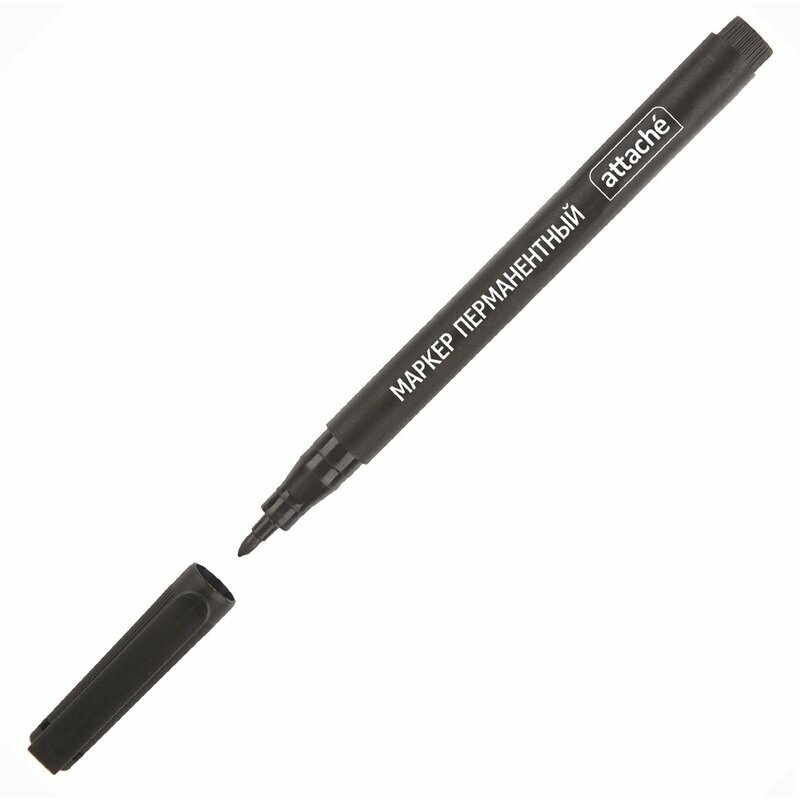 Маркер перманентный Attache черный толщина линии 1 мм, 867249
