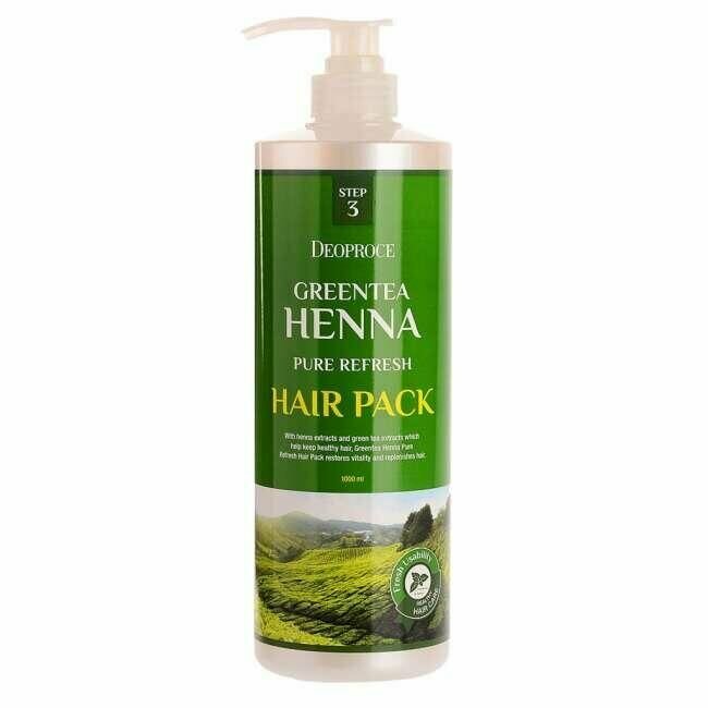 Deoproce Маска для волос GREENTEA HENNA PURE REFRESH HAIR PACK, 1000 мл
