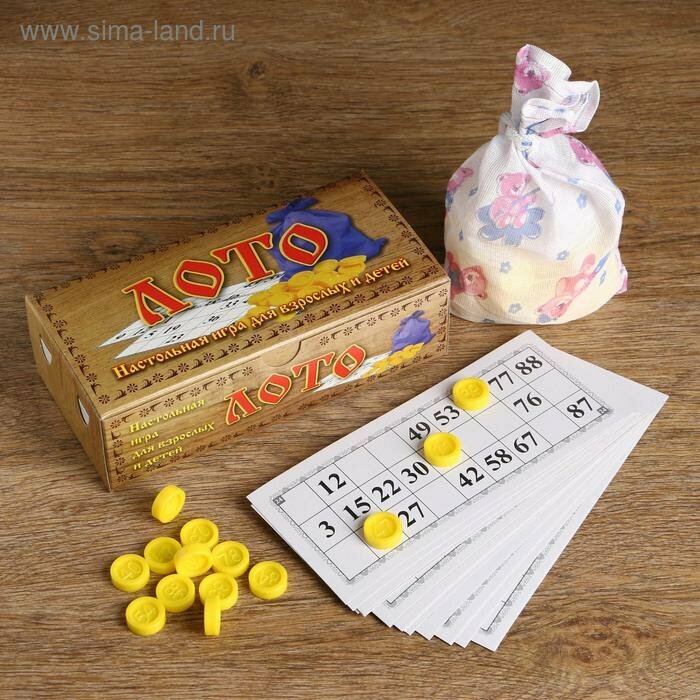 Русское лото Любимое, 24 карточки, 90 фишек, микс