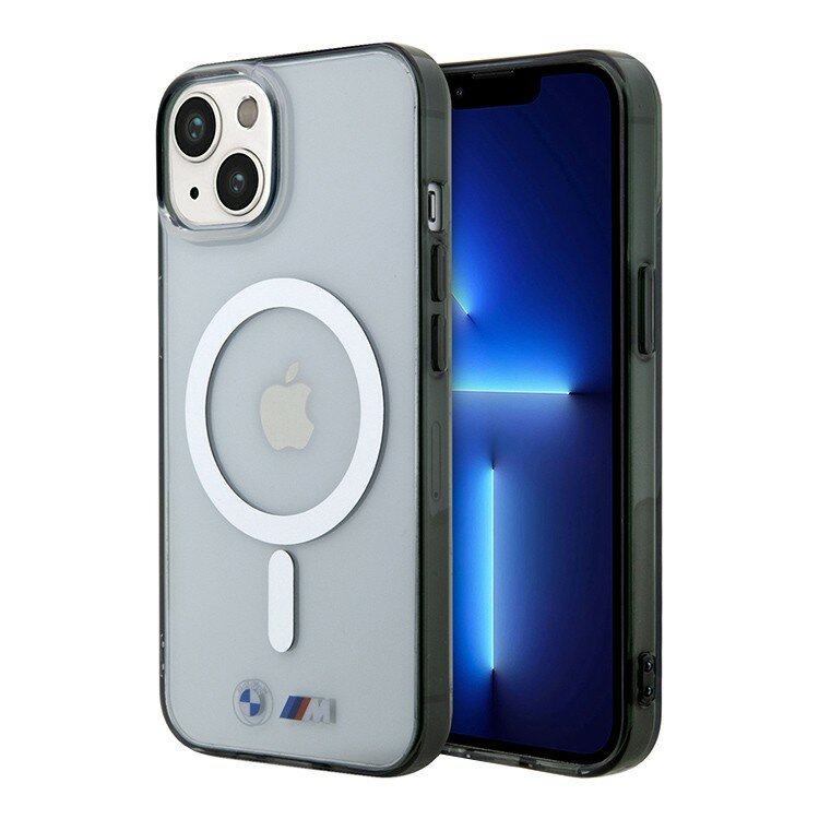 BMW чехол MagSafe для iPhone 14, M-Collection Silver Ring, прозрачный