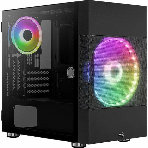 Компьютерный корпус Aerocool/Formula Atomic V1 без БП, mATX, боковое окно (закаленное стекло), черный