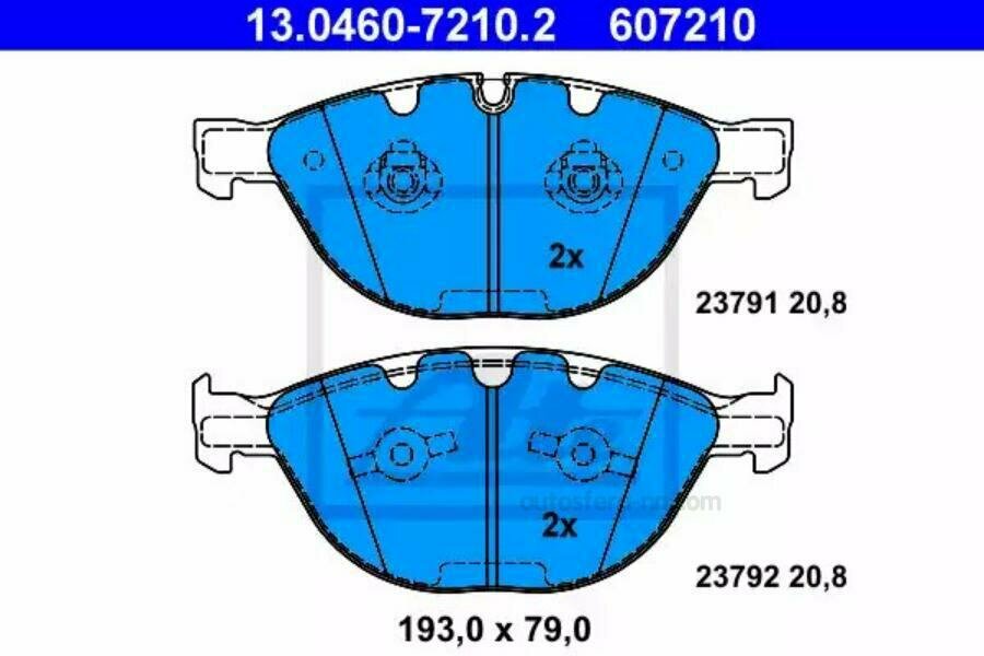 ATE 13046072102 Колодки тормозные дисковые передн, BMW: 5 535 d/540 i/550 i/M 03-10, 5 Touring 535 d/550 i/M 04-, 6 635 d/650 i/M 04-, 6 кабрио 635 d/650 i/M 04-, 7 745 d 01-