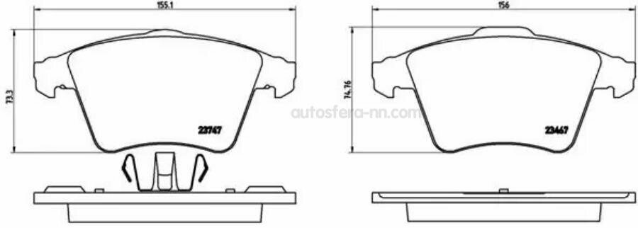 BREMBO P85107 ( P 85 107 ) К-т дисков. тормоз. колодок VW T5 2003-09, Multivan 2003- F 2.5TDI, 3.2