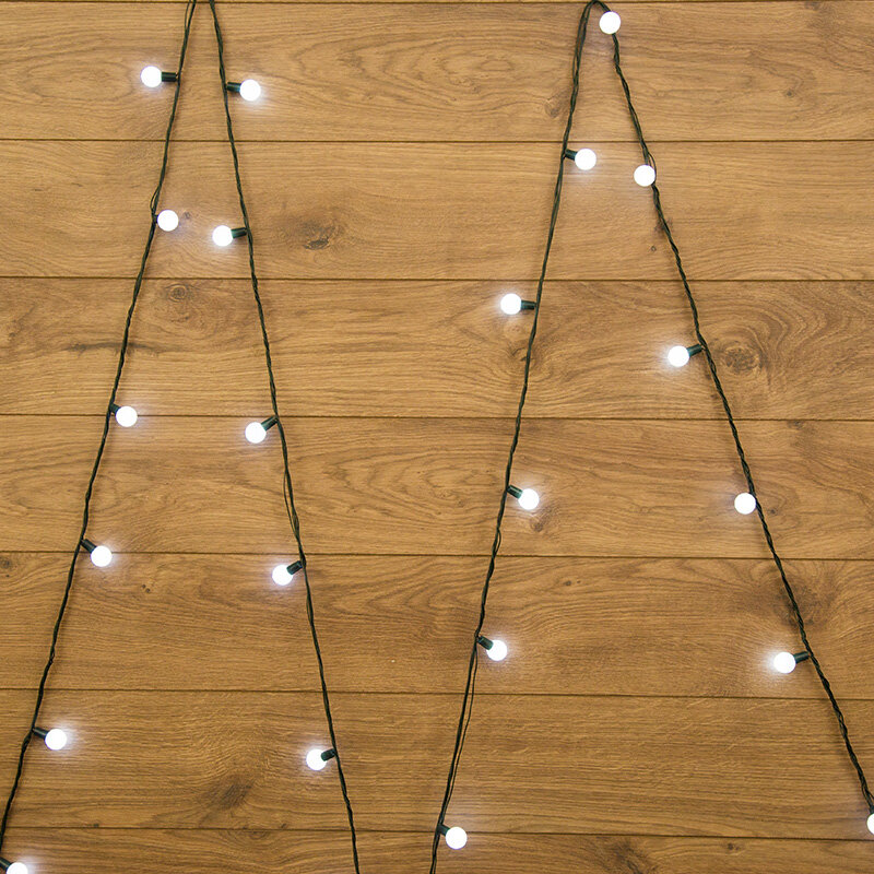 Лампы светодиодные Neon-Night Гирлянда Шарики Ø25 мм, 5м, темно-зеленый ПВХ, 25 диодов, цвет Белый, Без контроллера