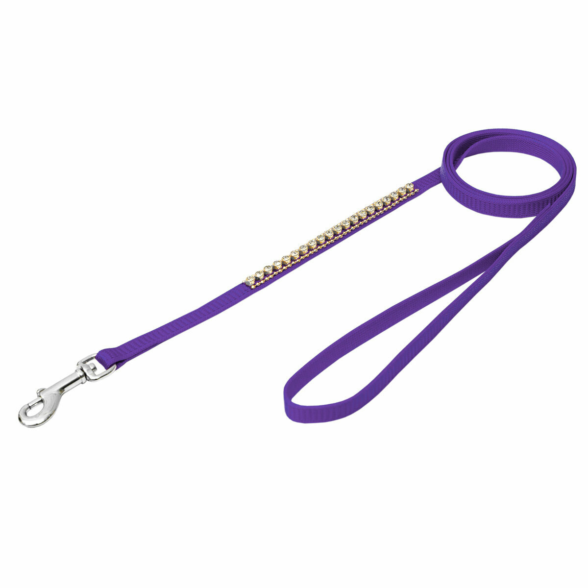Поводок со стразами для кошек и мелких пород собак, ширина 10 мм, длина поводка 120 см, Zoo One, фиолетовый, 73-0057