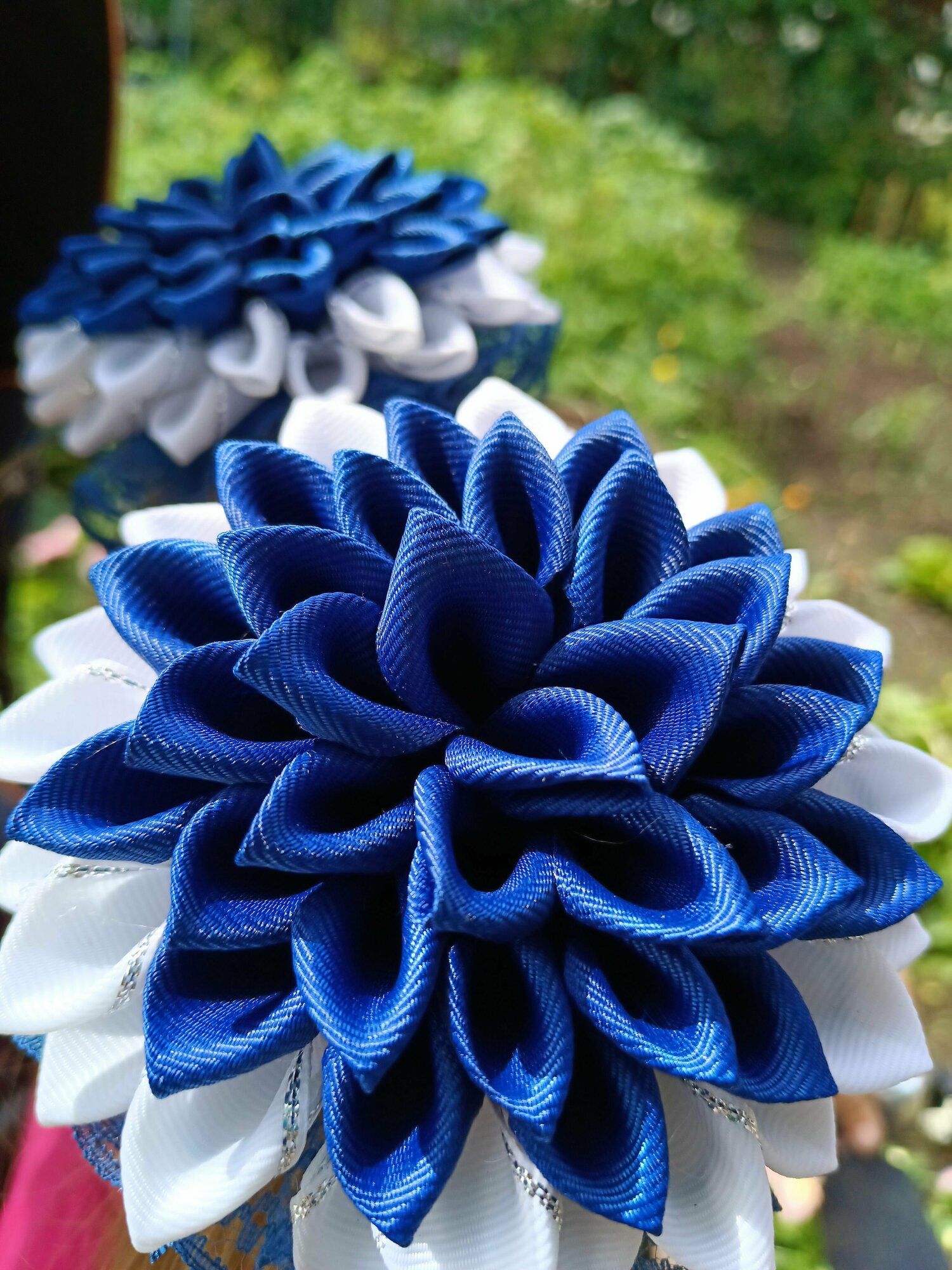 Школьные банты, синие бантика, для школы, белые бантика