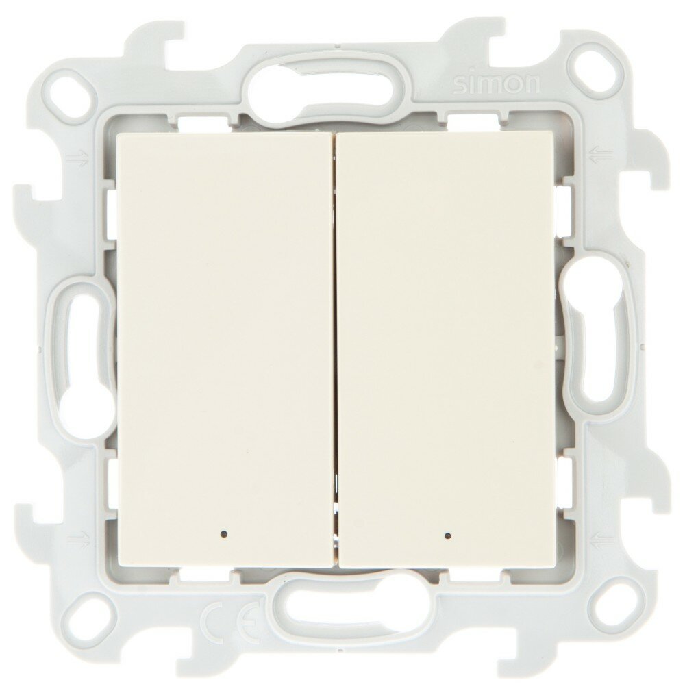 Выключатель двухклавишный с подсветкой, слоновая кость Simon 24 2450392-031 (бежевый)