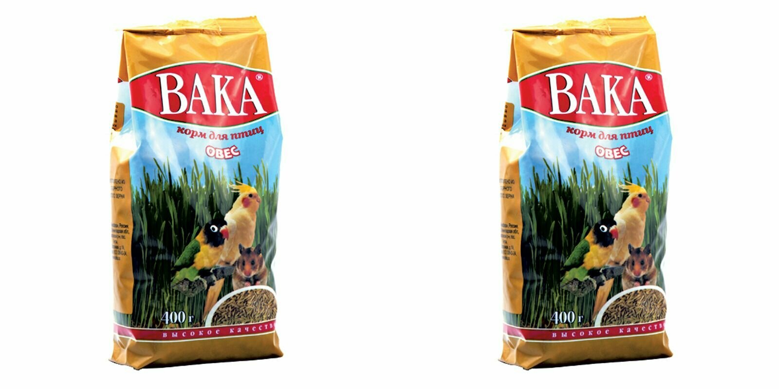Вака Корм для птиц, Овес, 400 г, 2 шт.