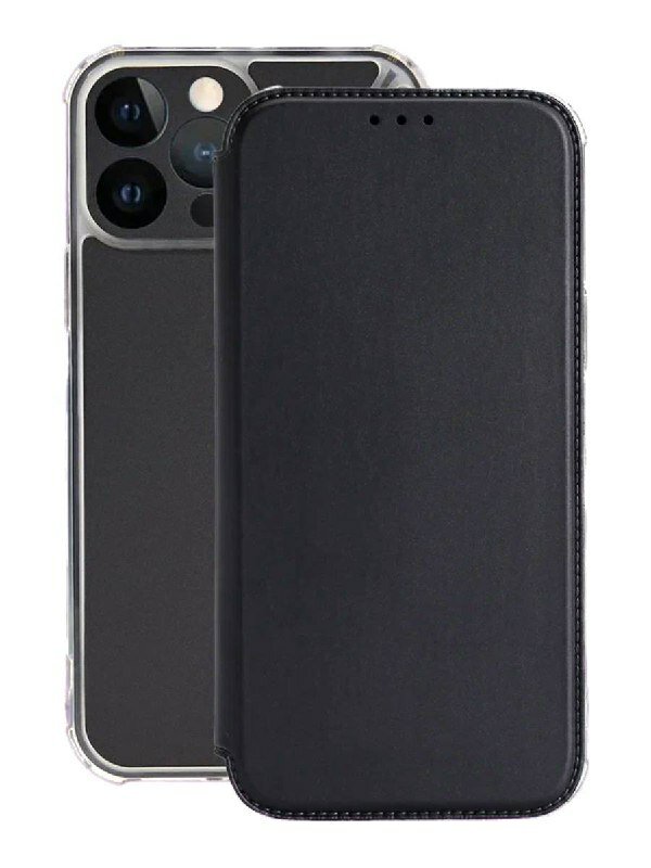 Чехол-книжка на на 13 Pro Max с противоударным бампером с усилиленными углами для айфон 13 про макс Черный