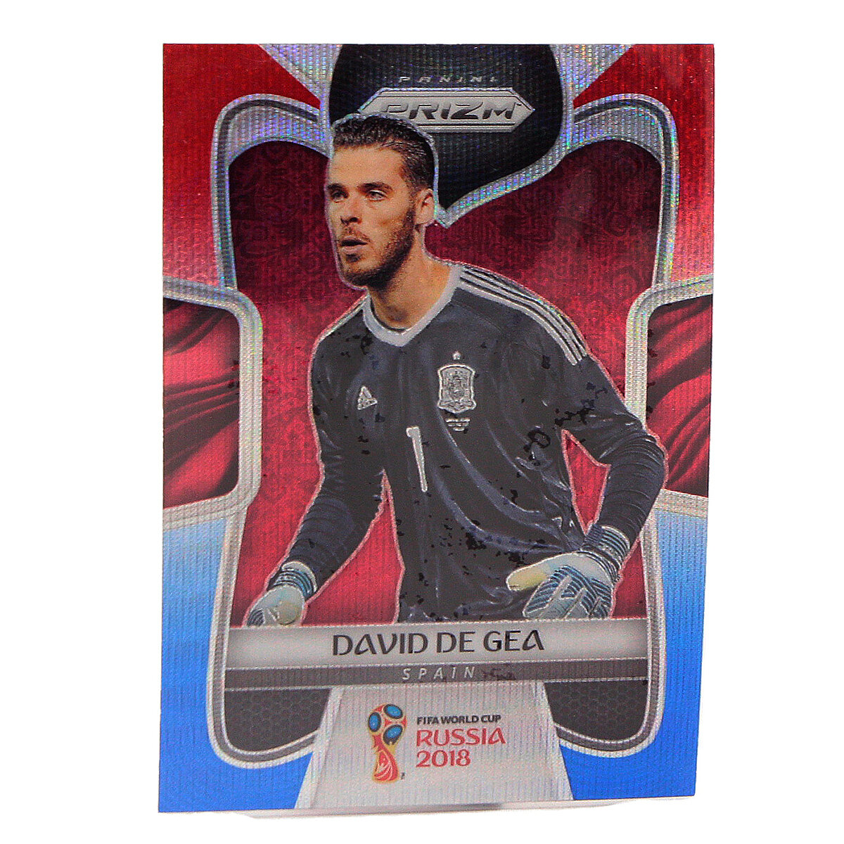 Коллекционная карточка Panini Prizm FIFA World Cup Russia 2018: #198 David De Gea - Red Blue Wave