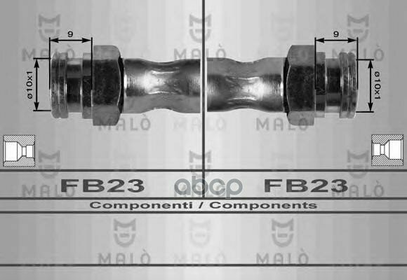 Шланг тормозной задн. Fiat Idea 04-, Punto 99-, Lancia Musa 04-, Ypsilon 03- Malo арт. 8265