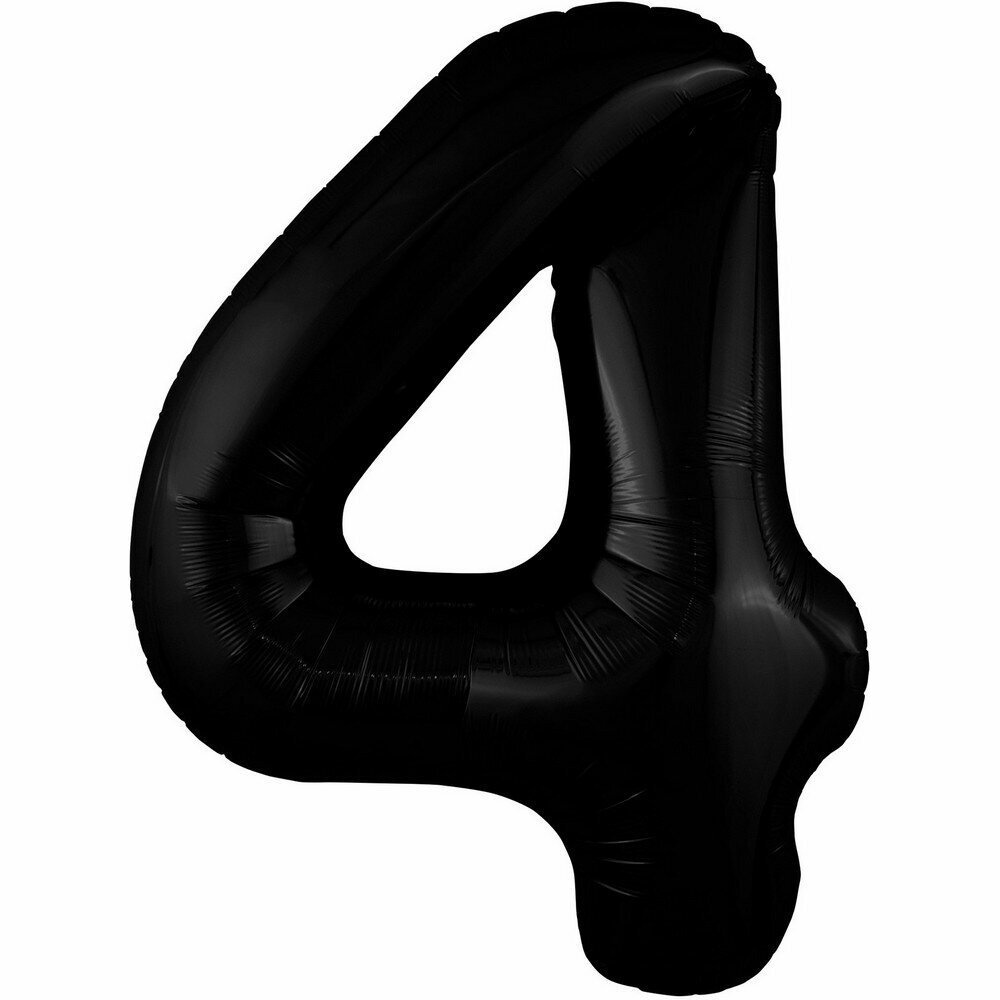 Фольгированный шар цифра четыре - 4 черная, 102 см (40 дюймов) с гелием