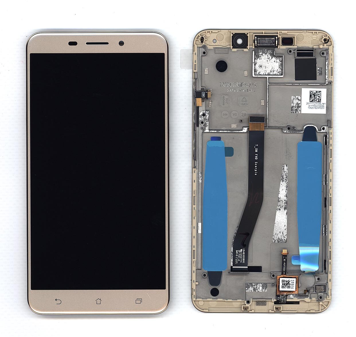 Дисплей (модуль) для телефона Asus ZenFone 3 Laser (ZC551KL) золотистый с рамкой
