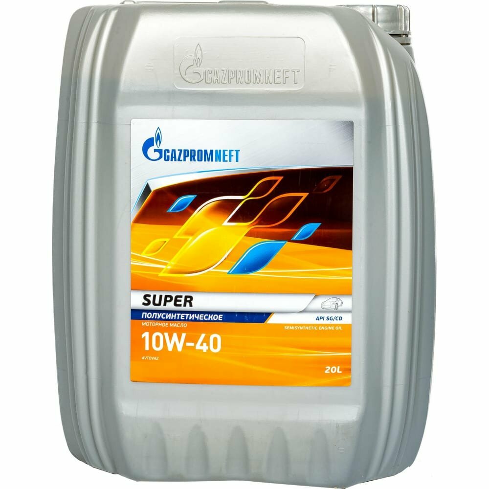 Масло Super 10W-40 20л Gazpromneft 2389907372, для легковых автомобилей внедорожников микроавтобусов легких грузовиков
