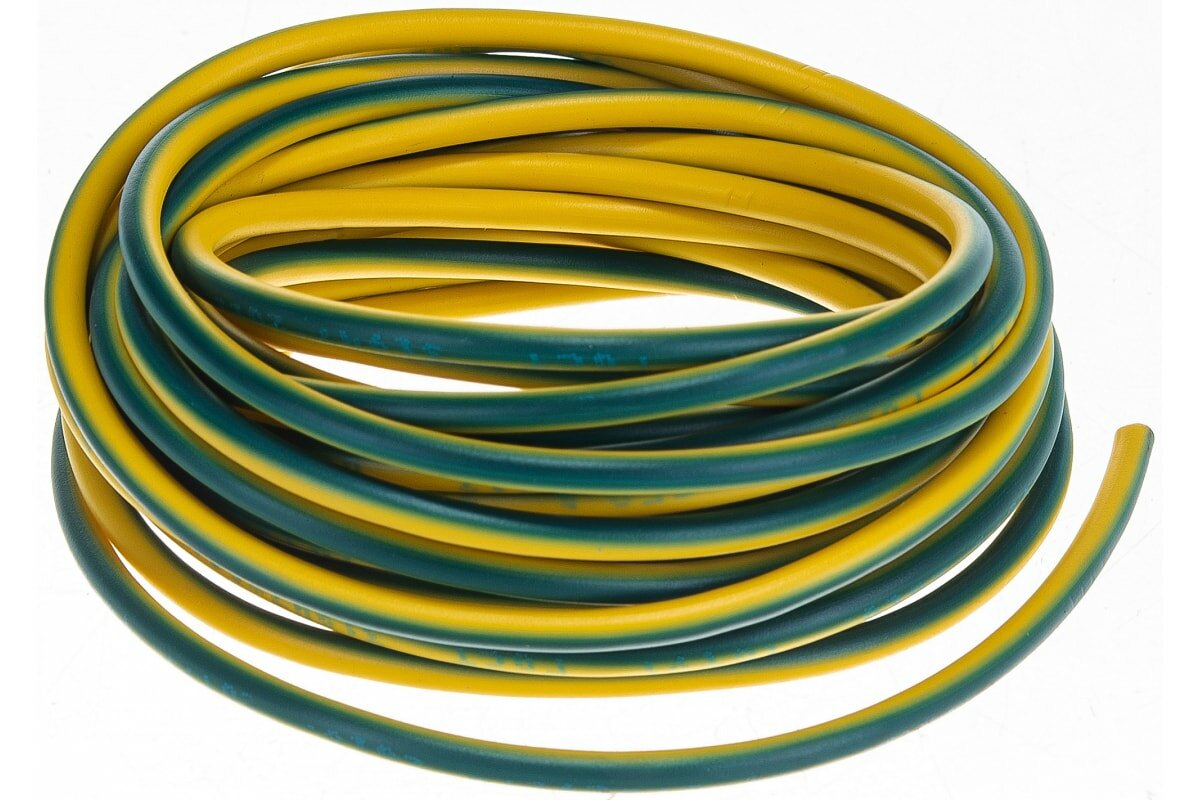Торкабель ПУГВ 2,5 мм2 желто-зелёный провод 5 м в упаковке для монтажа и электропроводки
