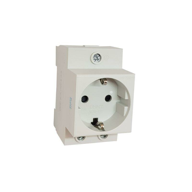 Розетка с заземлением CHINT AC 30-111, контактом на DIN-рейку, R