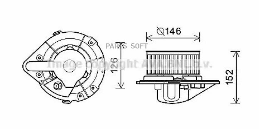 AVA AI7501 Вентилятор отопителя салона Seat Toledo Caravelle T4 Multivan T4 Passat B3/B4 Transporter T4 ()