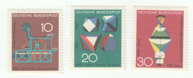 Марка. Германия. Техника и наука. 1968 год. Полная серия. Праздники и события.