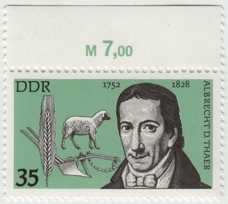 Марка. Германия. Альбрехт Даниель Тэер. 1977 год. Персоны.