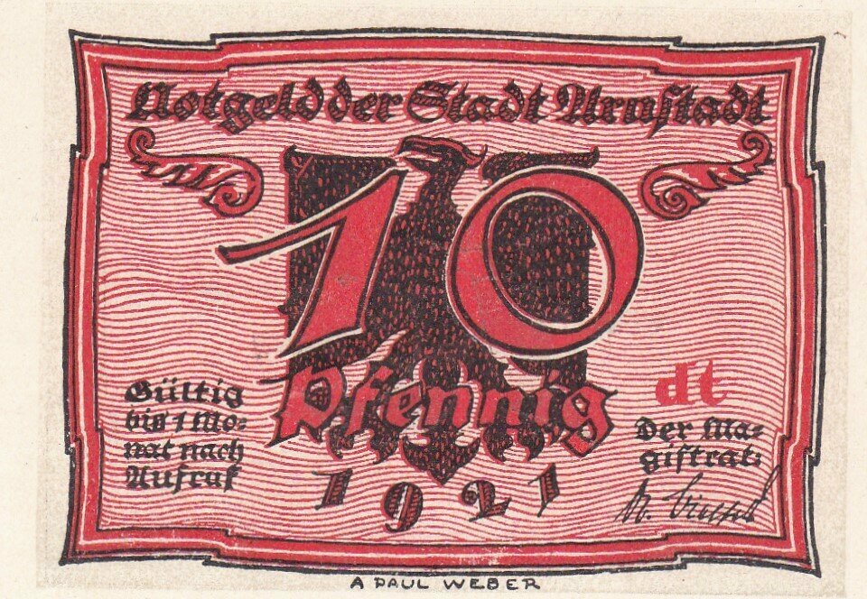 Германия (Веймарская Республика) Арнштадт 10 пфеннигов 1921 г. (DT) (3)